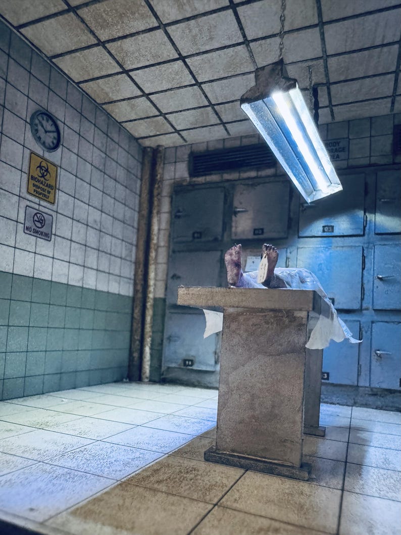 Handmade Horror Morgue Diorama With LED Light - Creepy Collectible Art ...