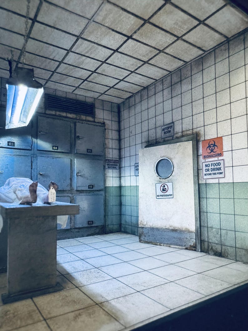 Handmade Horror Morgue Diorama With LED Light - Creepy Collectible Art ...