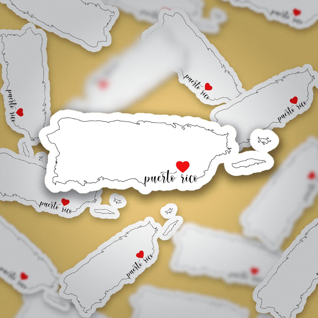 Puerto Rico Map Sticker - Etsy