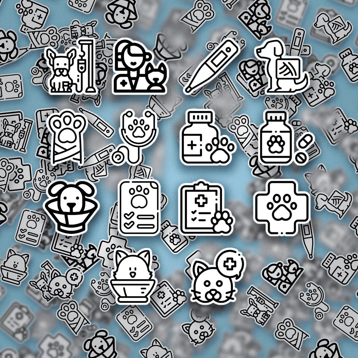 Minimalistic Veterinary Themed Sticker Bundle (14 Stickers) - Etsy