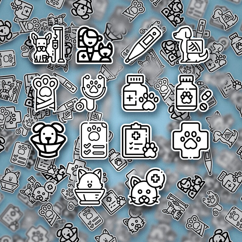 Minimalistic Veterinary Themed Sticker Bundle (14 Stickers) - Etsy