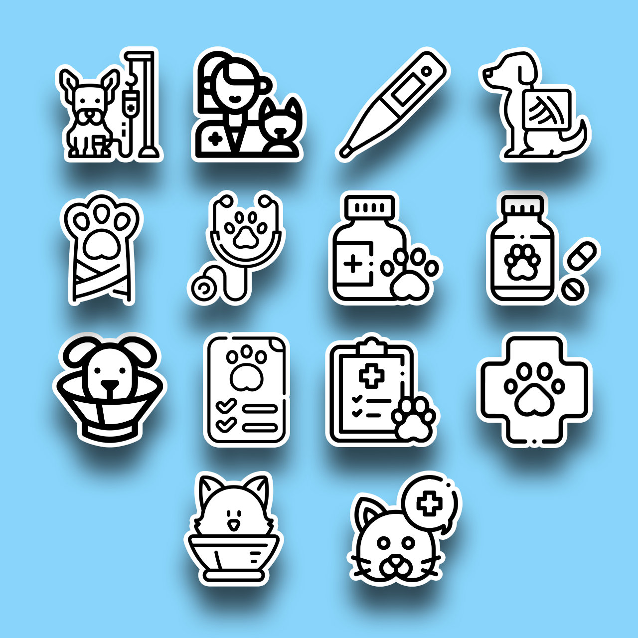 Minimalistic Veterinary Themed Sticker Bundle (14 Stickers) - Etsy