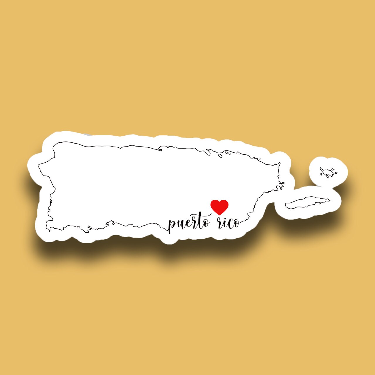 Puerto Rico Map Sticker - Etsy