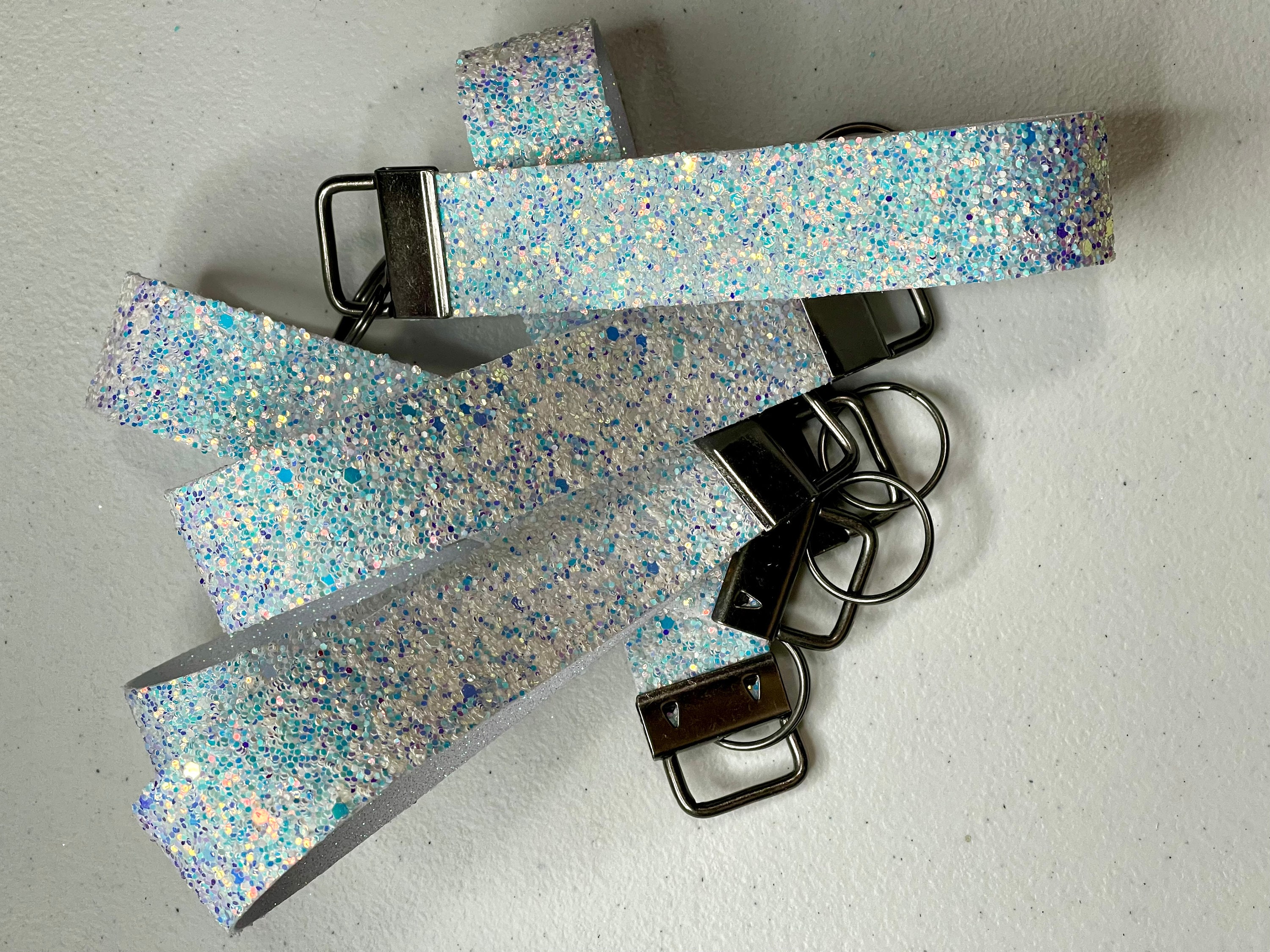 Wristlet Key Fob White Icy Glitter Wristlet Gift for Her - Etsy