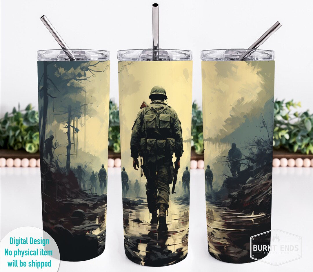 Military Tumbler Wrap Design 20 Oz Skinny Soldier, Patriotic ...