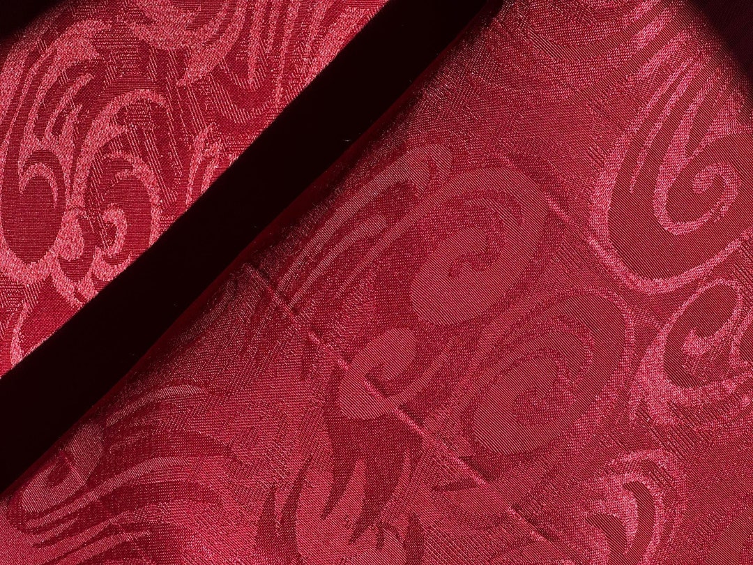 Vintage Red Damask Fabric by the Yard - Etsy