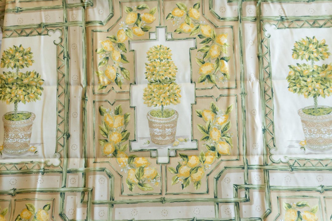 Tyler Hall "lemoncello" Lemon Tree Mandarin Bamboo Green and White on ...