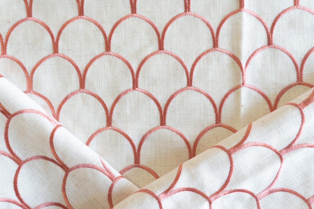 Regal Fabrics K-jolie Catalina Coral Scallop Embroidered Fabric Remnant ...