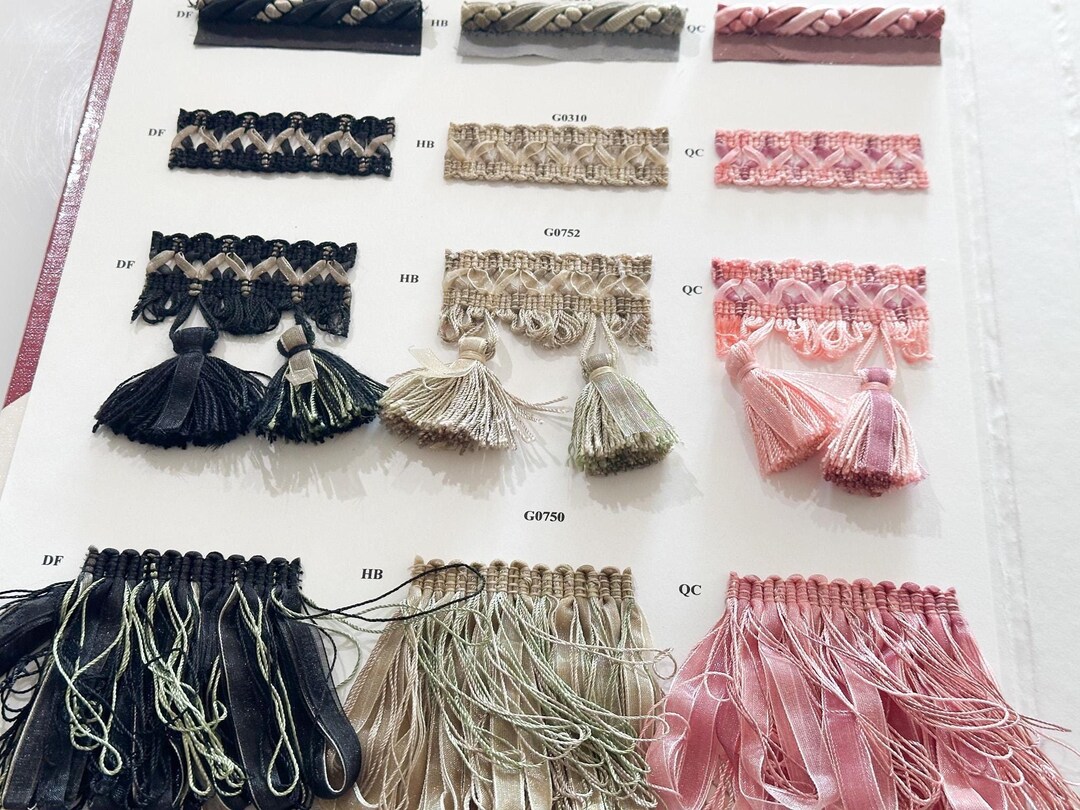 Designer Fabric Tassel Ribbon Trim Sample Book: 28 Curtain Trims - Etsy
