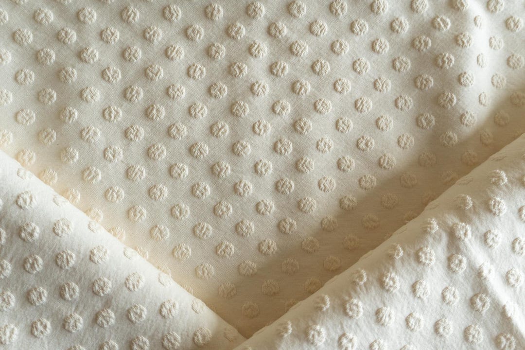 Vintage White Embroidered Dot Patterned Fabric by the Yard - Etsy
