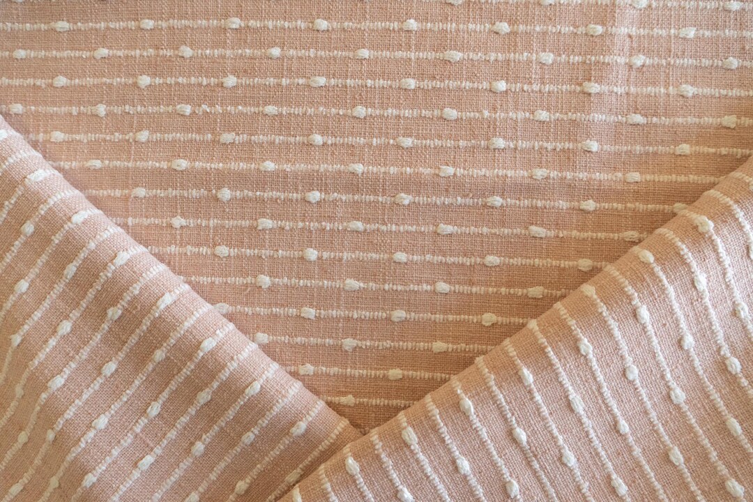 Deja Vu Blush P Kaufmann Fabric Embroidered Dot Stripe Pink & White ...