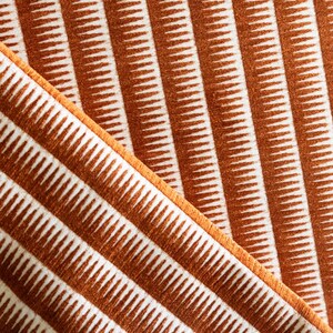 Designer Pierre Frey Copper & Cream Velvet Striped Upholstery Fabric by ...