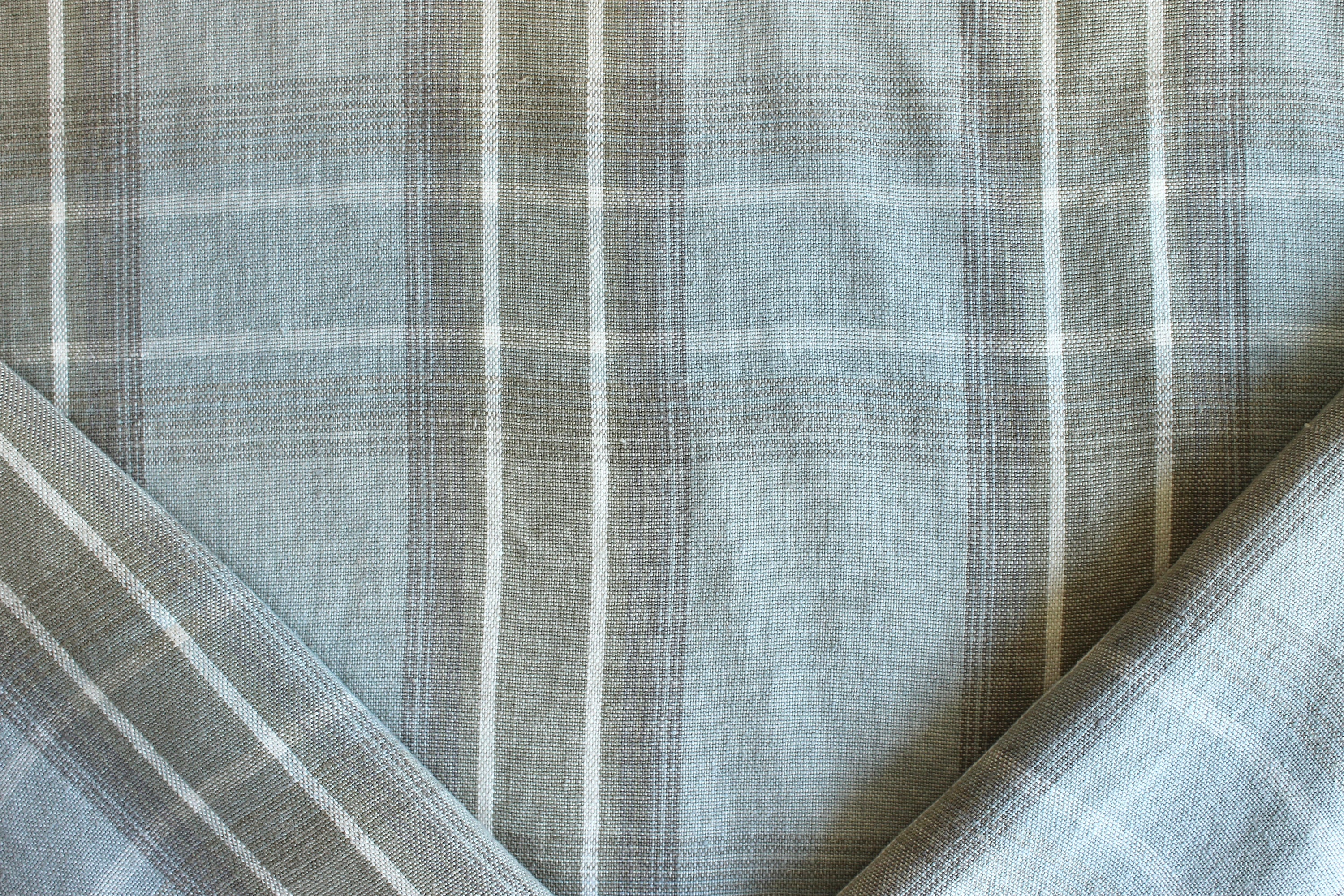 Blue Plaid Linen Fabric by the Yard - Etsy