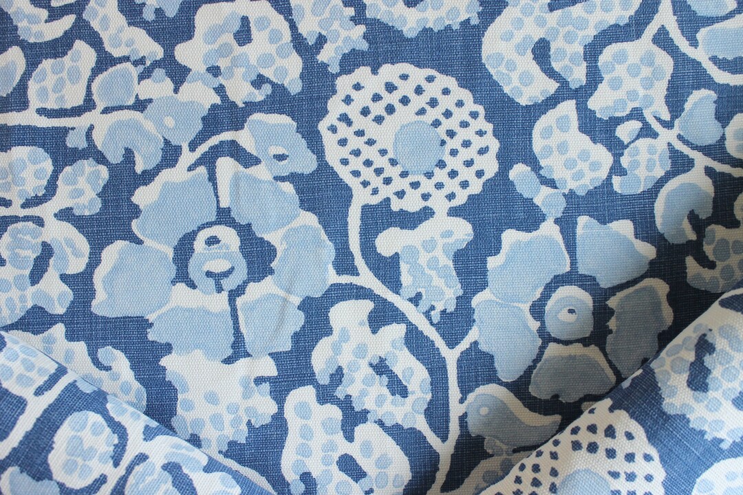 Scalamandre Maiden Floral in Denim, Floral Linen Fabric by the Yard - Etsy