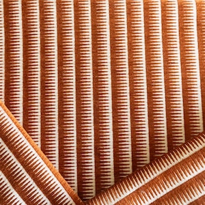 Designer Pierre Frey Copper & Cream Velvet Striped Upholstery Fabric by ...