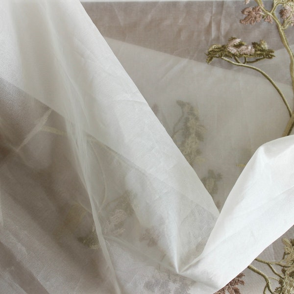 Embroidered Sheer Fabric Etsy