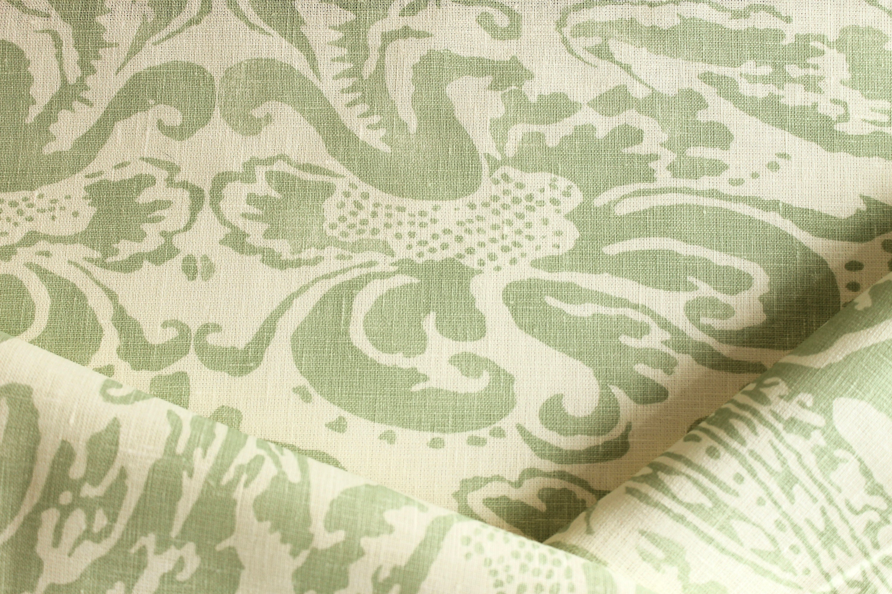 Quadrille Bromonte in Green, Designer Linen Fabric by the Yard - Etsy