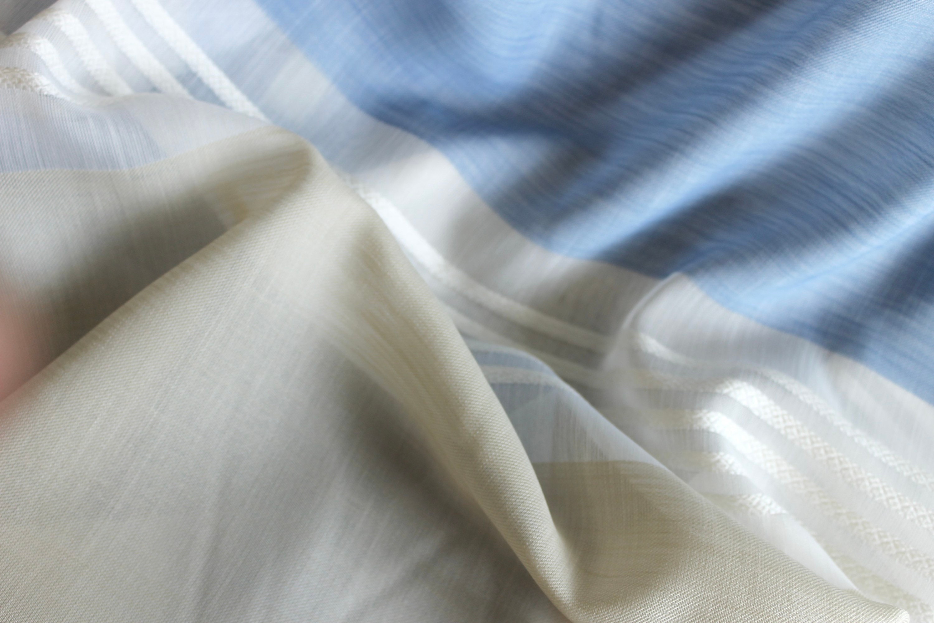 Blue and Tan Striped Sheer Fabric by the Yard - Etsy