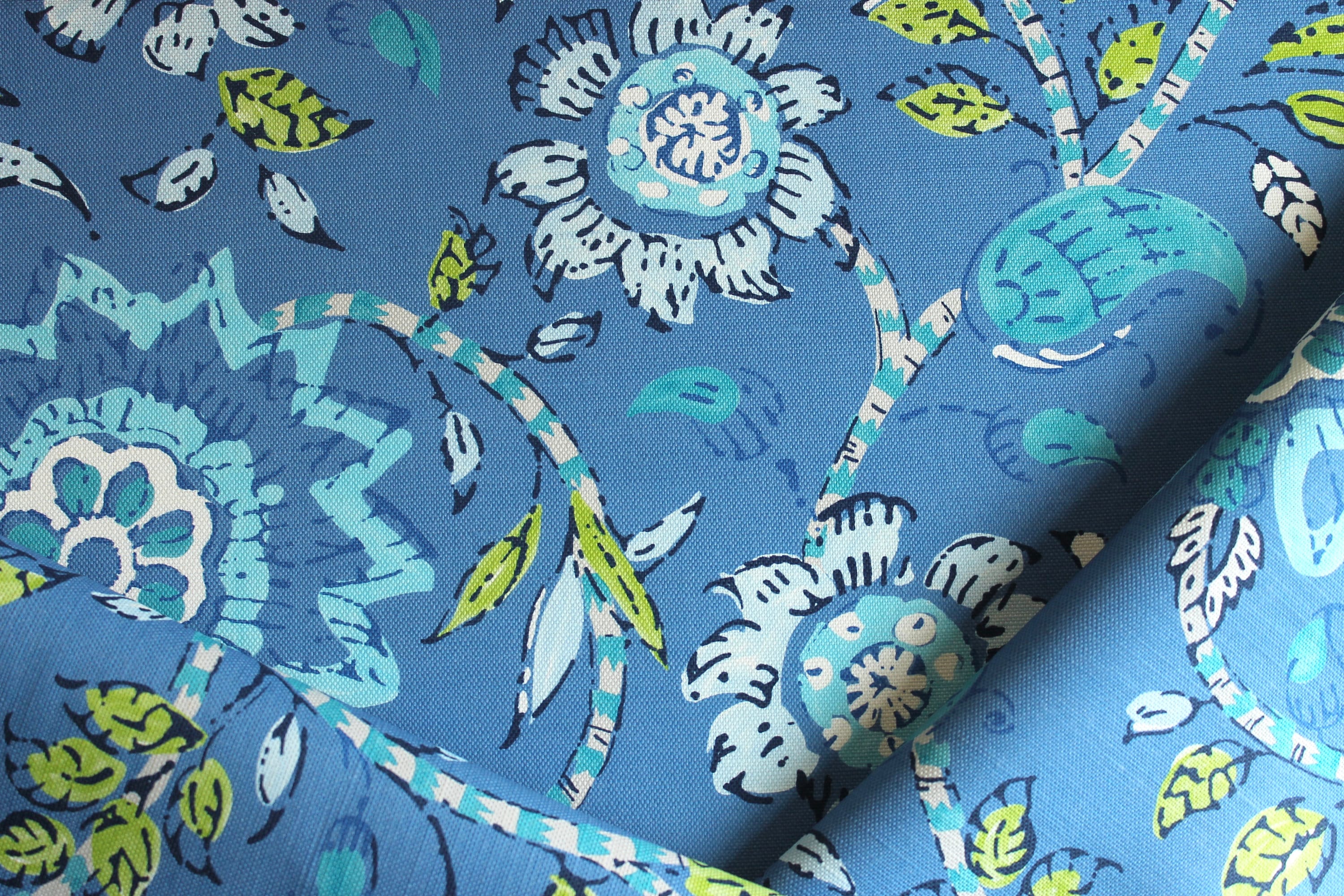 Thibaut Sevita in Blue and Green, Designer Fabric by the Yard - Etsy