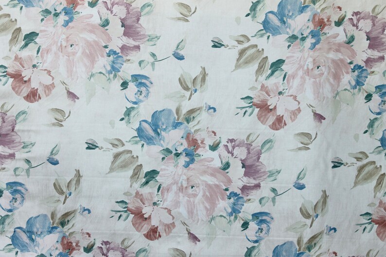 Vintage Large Print Floral Fabric by the Yard - Etsy