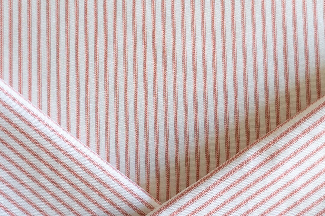 Designer High-end Red-orange and White Ticking Stripe Upholstery Fabric ...