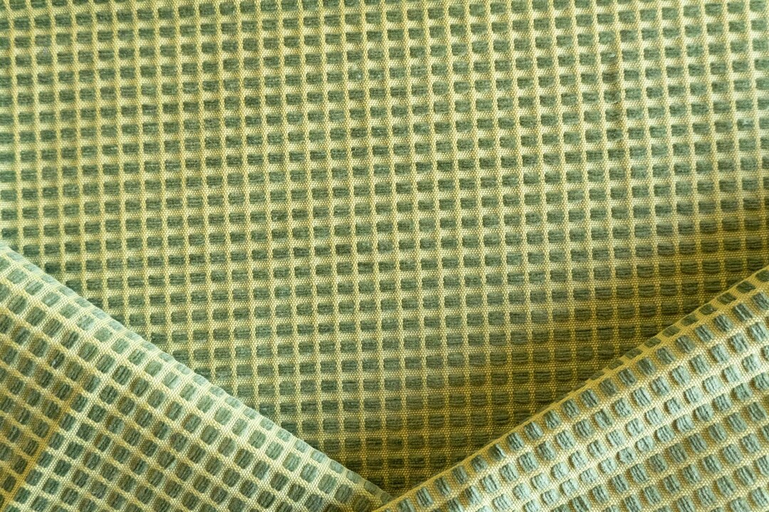 Vintage Yellow and Green Square Patterned Fabric Remnant - Etsy