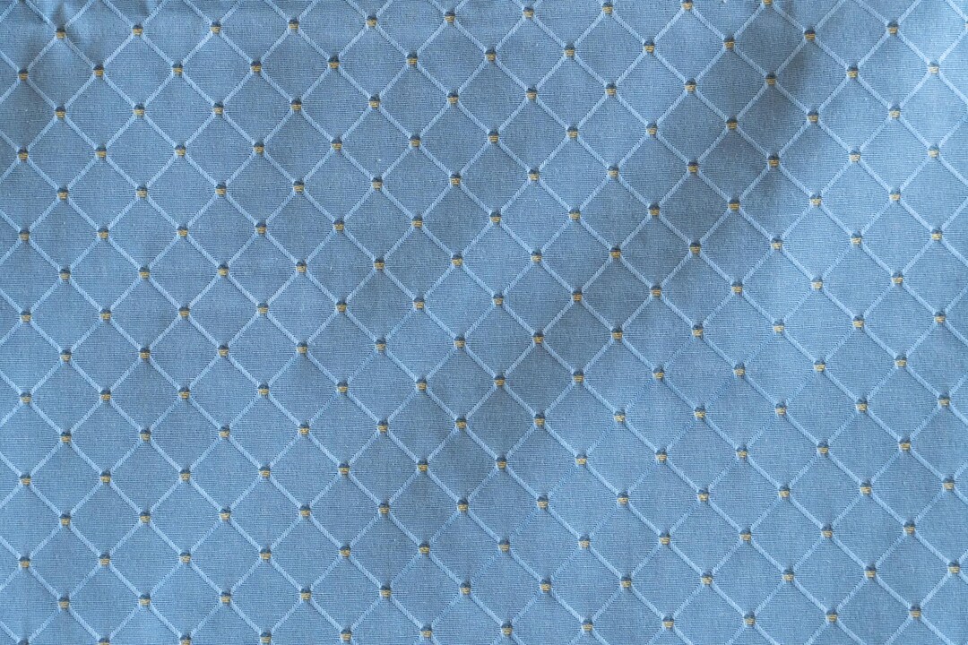 Blue and God Diamond Embroidered Patterned Upholstery Fabric Remnant ...