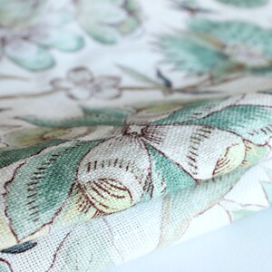 Suzanne Tucker Home Lucretia in Jade, Floral Linen Fabric by the Yard ...