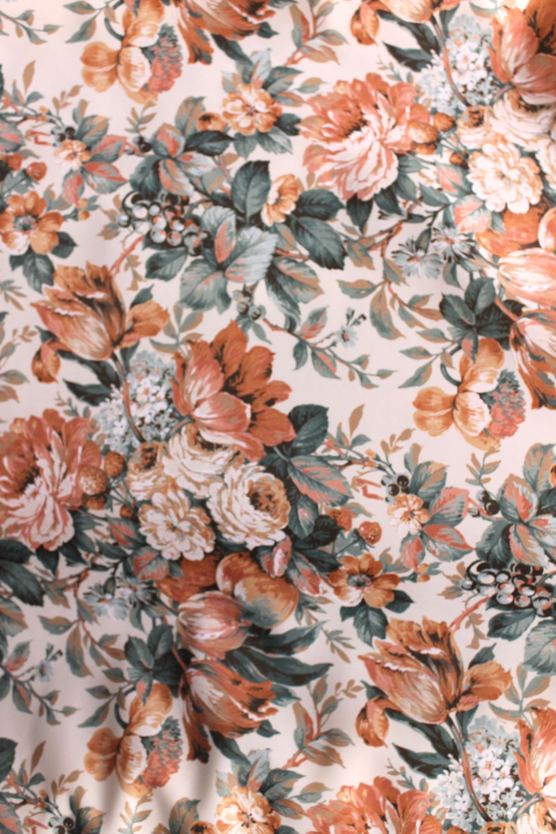 Vintage Large Print Floral Fabric by the Yard - Etsy