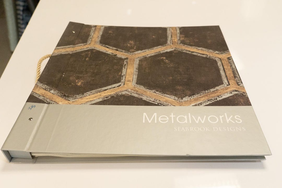 Discontinued Metal Works Metal Textured Wallpaper Sample Book Perfect ...