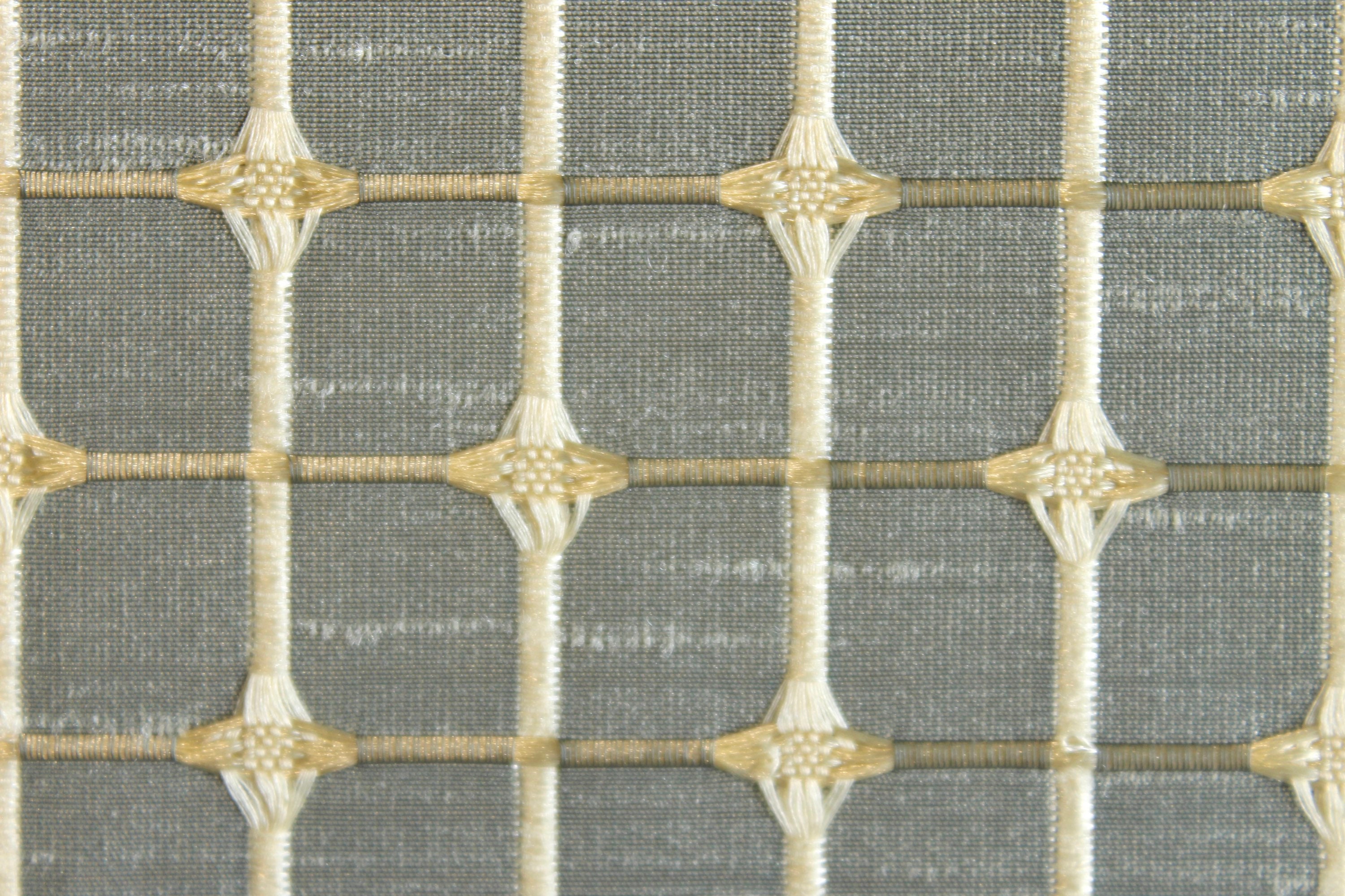 Blue and Cream Embroidered Checker Pattern Fabric by the Yard - Etsy