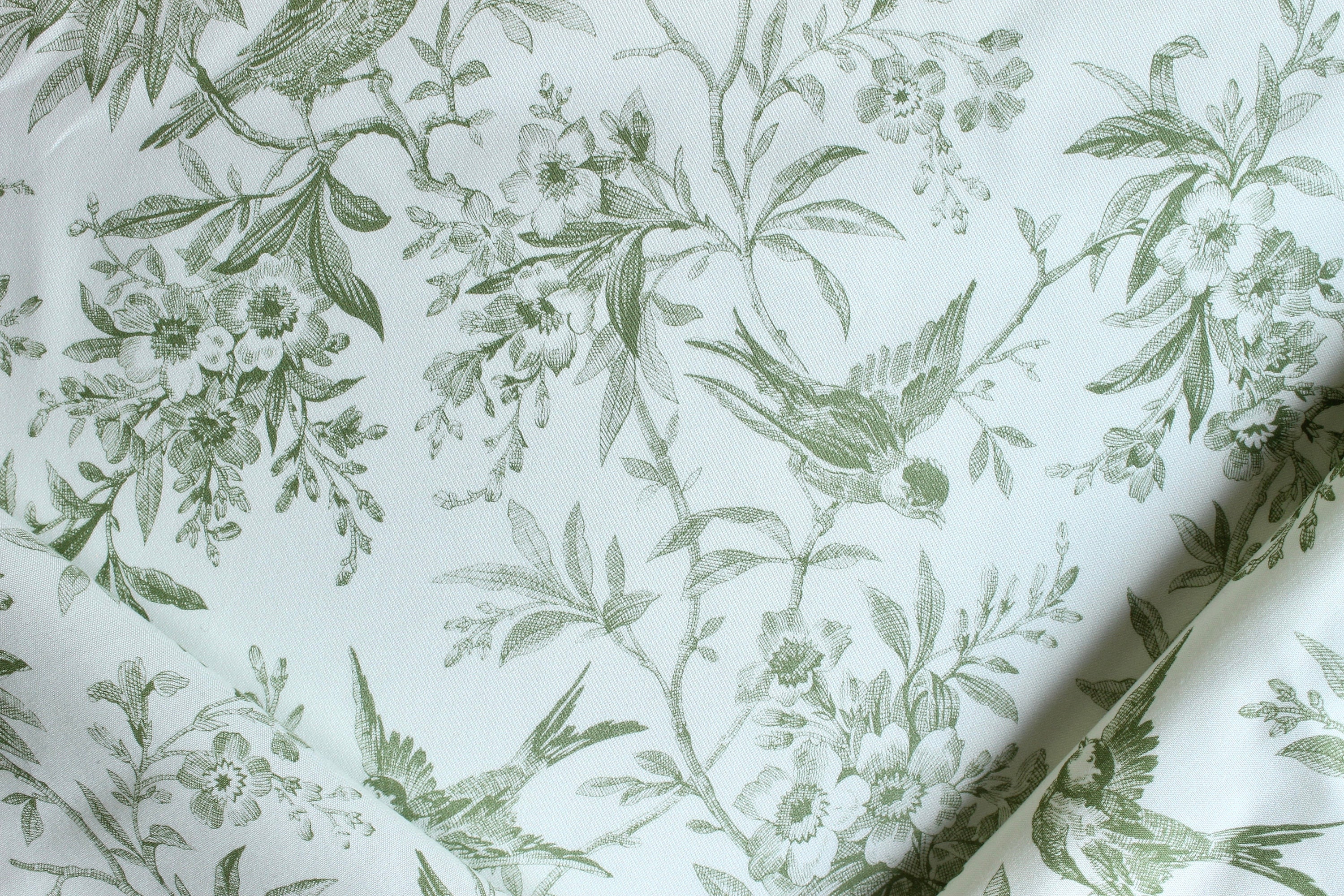 Schumacher/greeff Songbirds in White and Green, Floral Bird Print ...