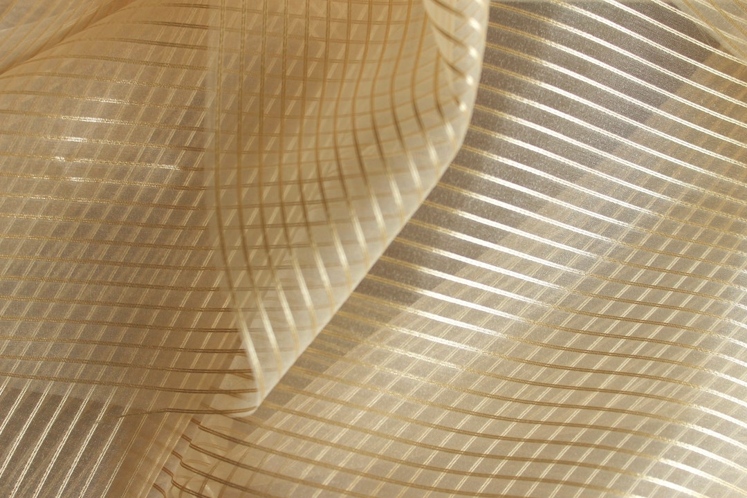 Gold Striped Sheer Fabric by the Yard - Etsy
