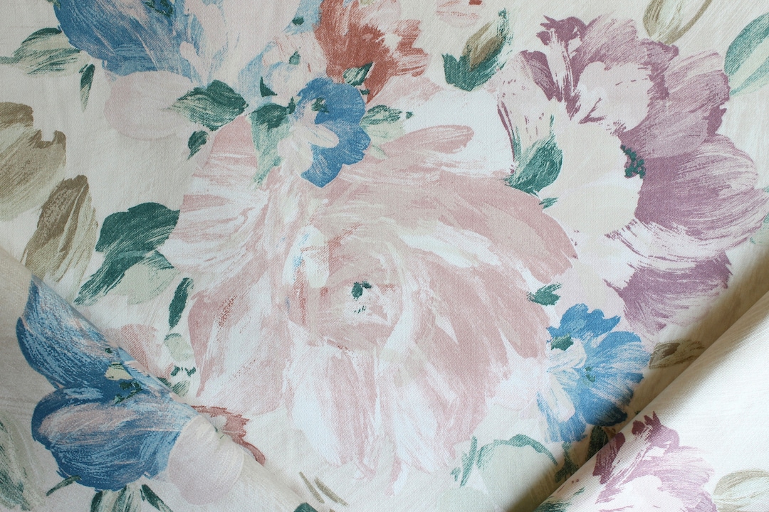 Vintage Large Print Floral Fabric by the Yard - Etsy