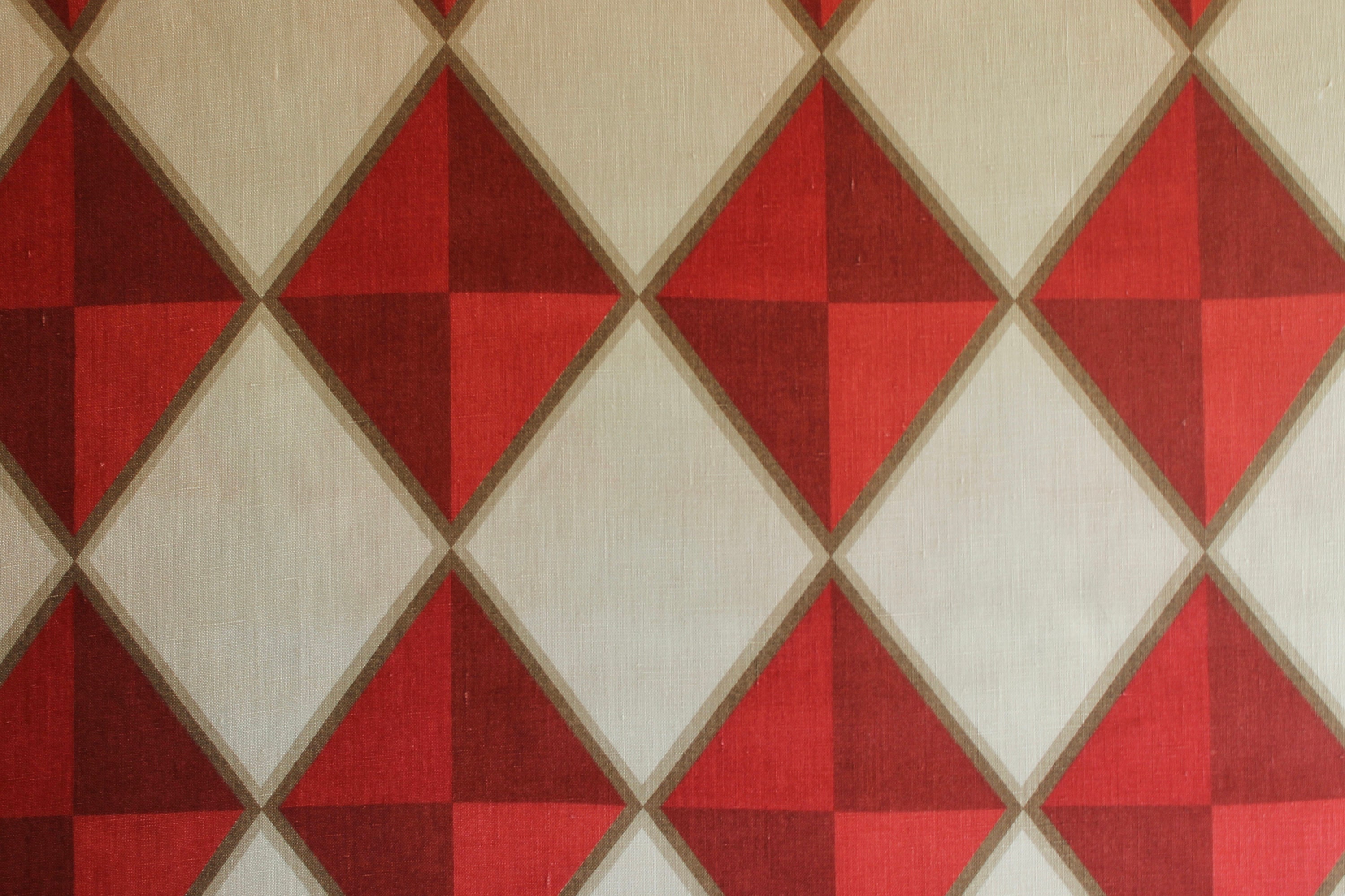 Schumacher Shaded Harlequin in Red, Diamond Patterned Linen Fabric by ...