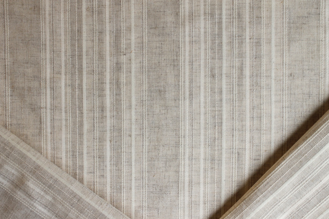 Semi-sheer Beige Striped Fabric by the Yard - Etsy