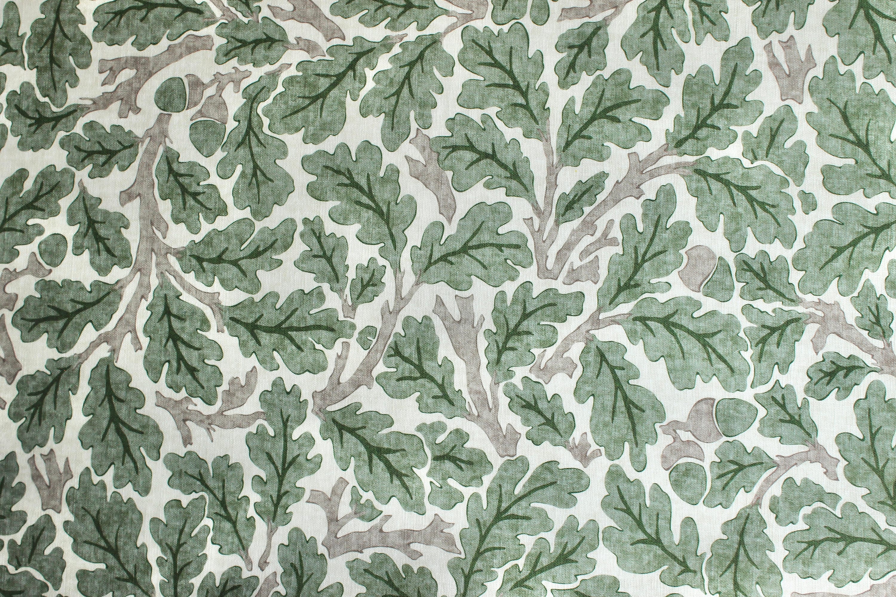 Morris & Co Morris Oak in Forest/cream, Cotton/linen Blend Fabric by ...