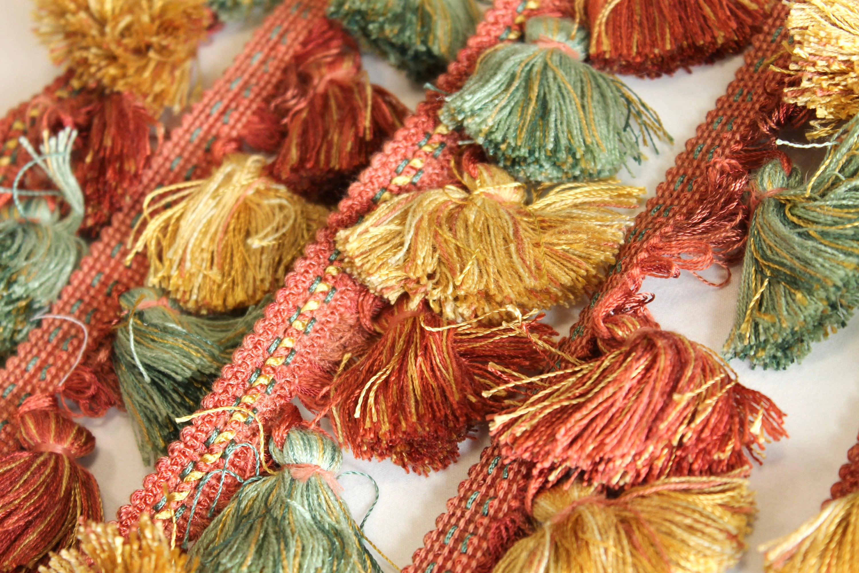 Vintage Red Blue and Yellow Tassel Fringe Curtain Trim Multicolored ...