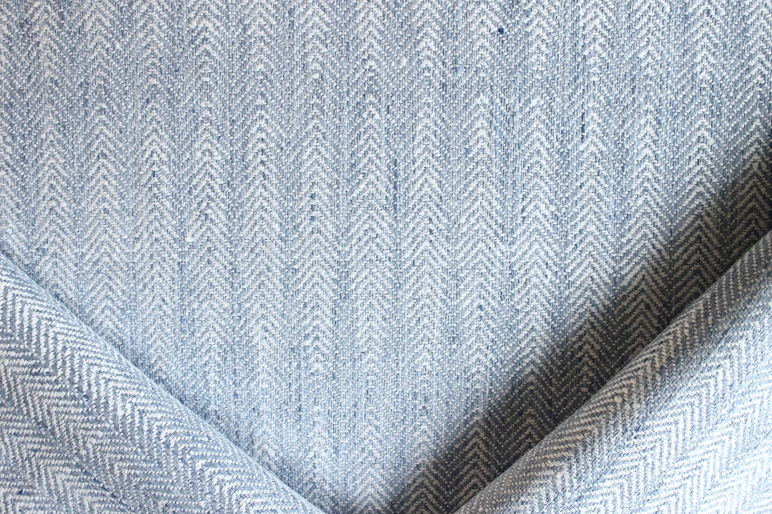 Pindler Blakely in Chambray, Blue Chevron Upholstery Fabric by the Yard ...