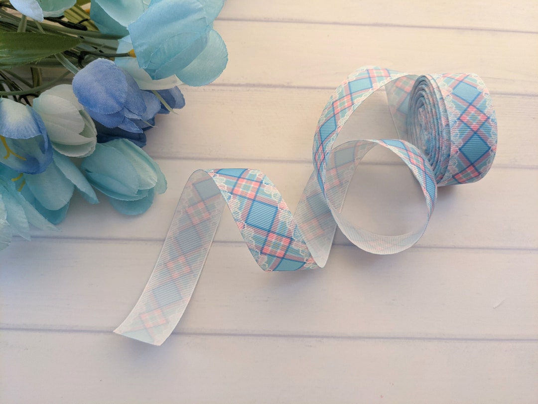 Light Blue Grosgrain Ribbon, Blue Argyle Ribbon, 1 Inch Ribbon, Baby ...