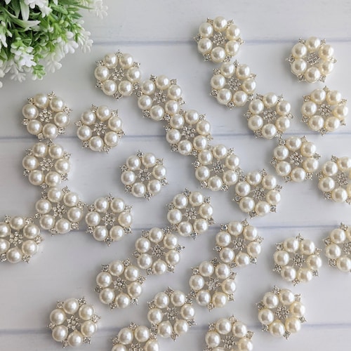 6 Flat Back Pearl Button Pearl Embellishment 19x20mm - Etsy
