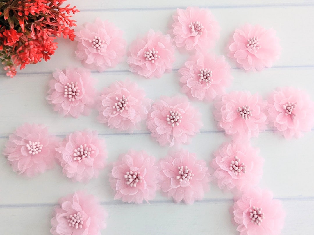 Pink Chiffon Flower 10 Pc, Artificial Flower for Newborn Hair Accessory ...