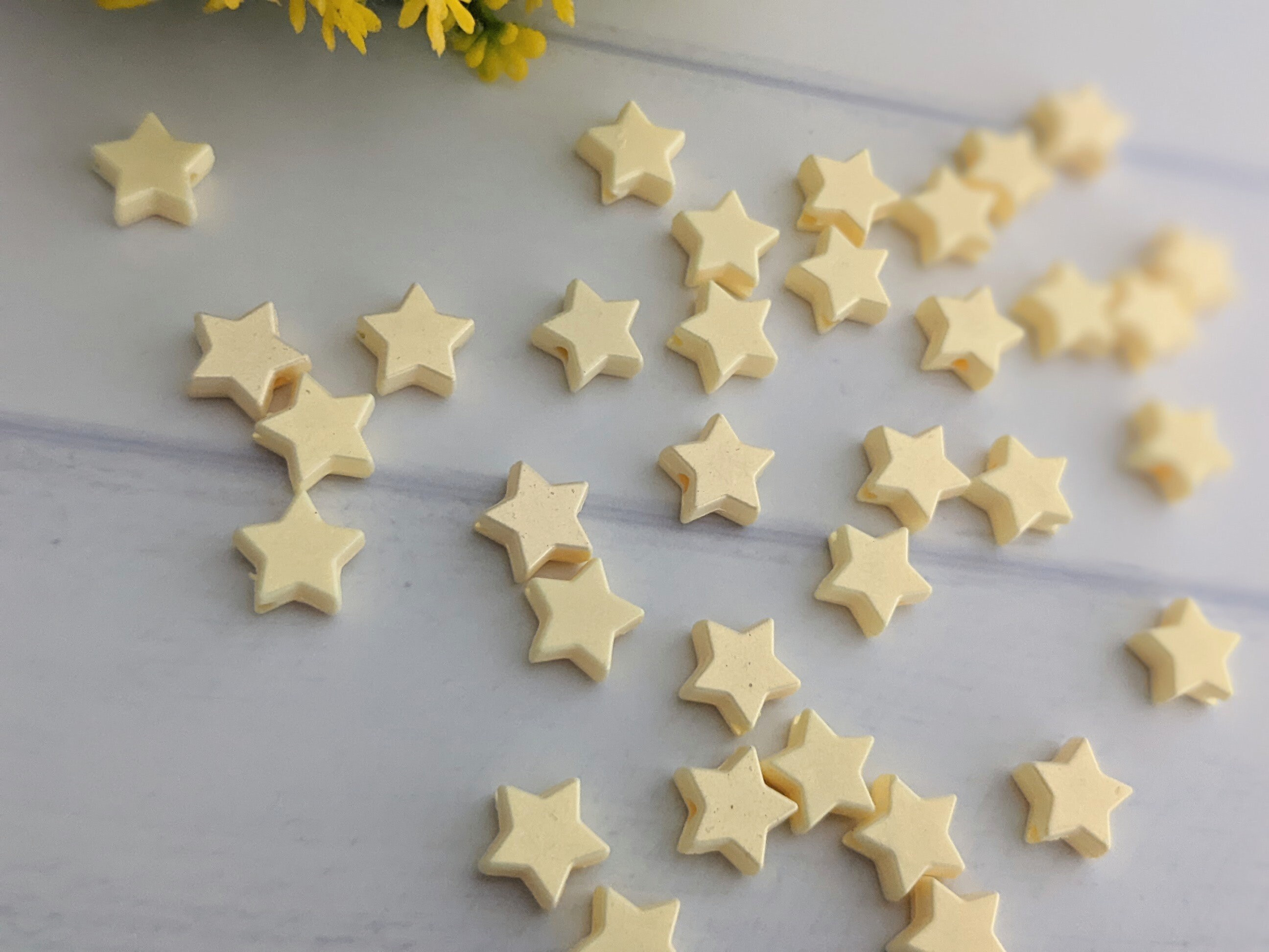 Mini Yellow Star Beads 10 Pc, Craft Supplies, Miniature Stars, Resin ...