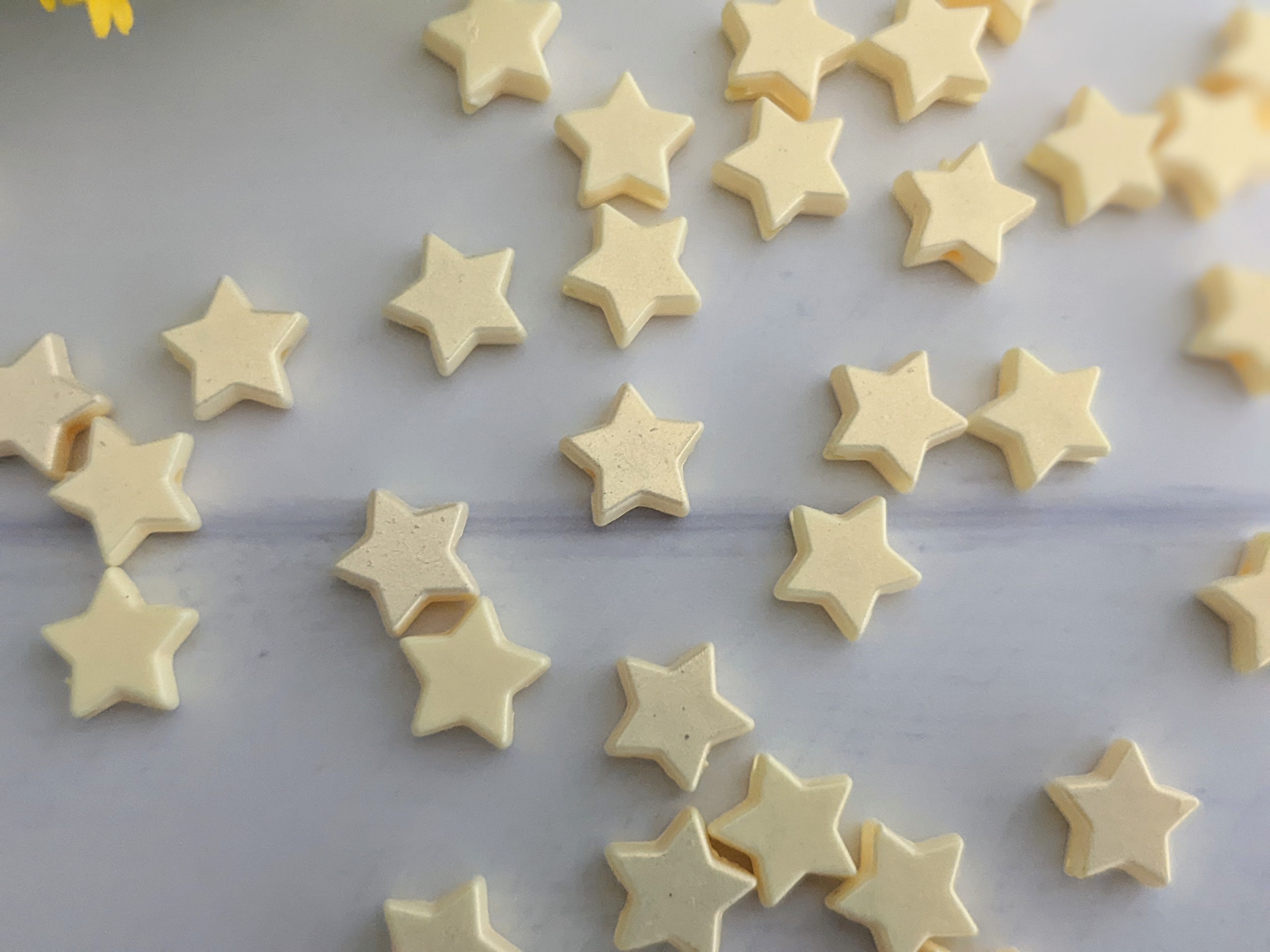 Mini Yellow Star Beads 10 Pc, Craft Supplies, Miniature Stars, Resin ...