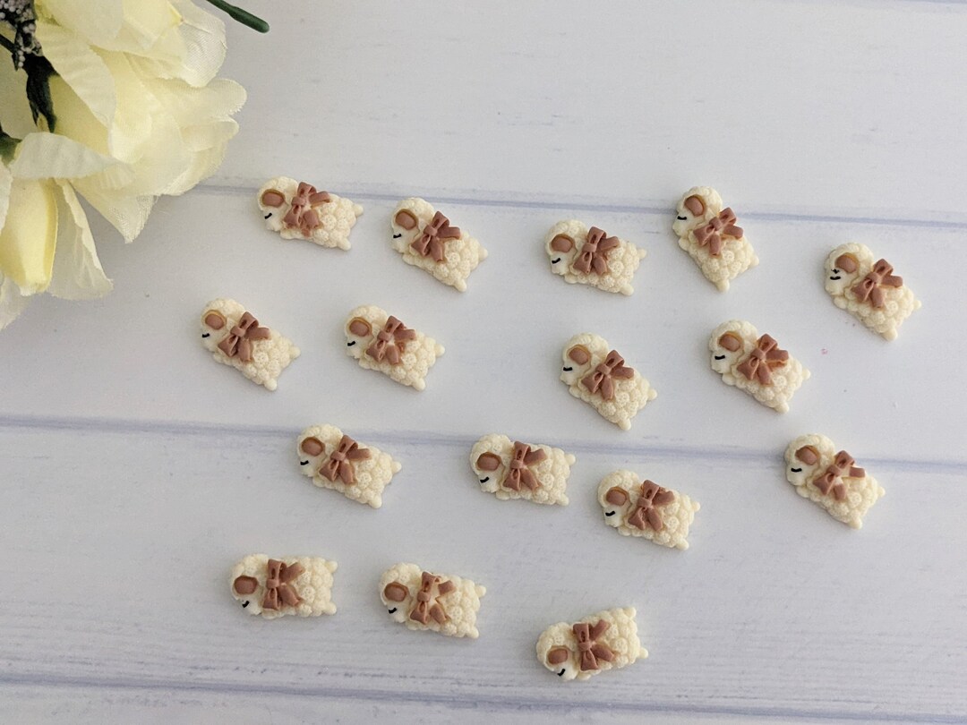 Ivory Sheep Flatback 10 Pc, Sleeping Sheep Cabochon, Resin Sheep ...