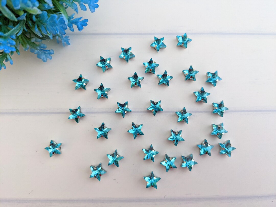 Light Blue Star Rhinestone 10 Pc, Starry Crystal Bead, Craft Jewelry ...