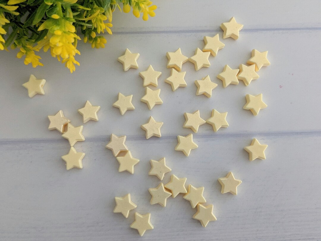 Mini Yellow Star Beads 10 Pc, Craft Supplies, Miniature Stars, Resin ...