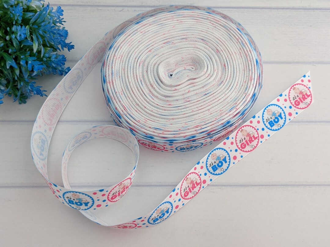 Boy or Girl Ribbon 5 Yds, Gender Reveal Ribbon, Grosgrain Ribbon Baby ...