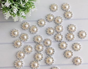 6 Flat Back Pearl Button Pearl Embellishment 19x20mm - Etsy