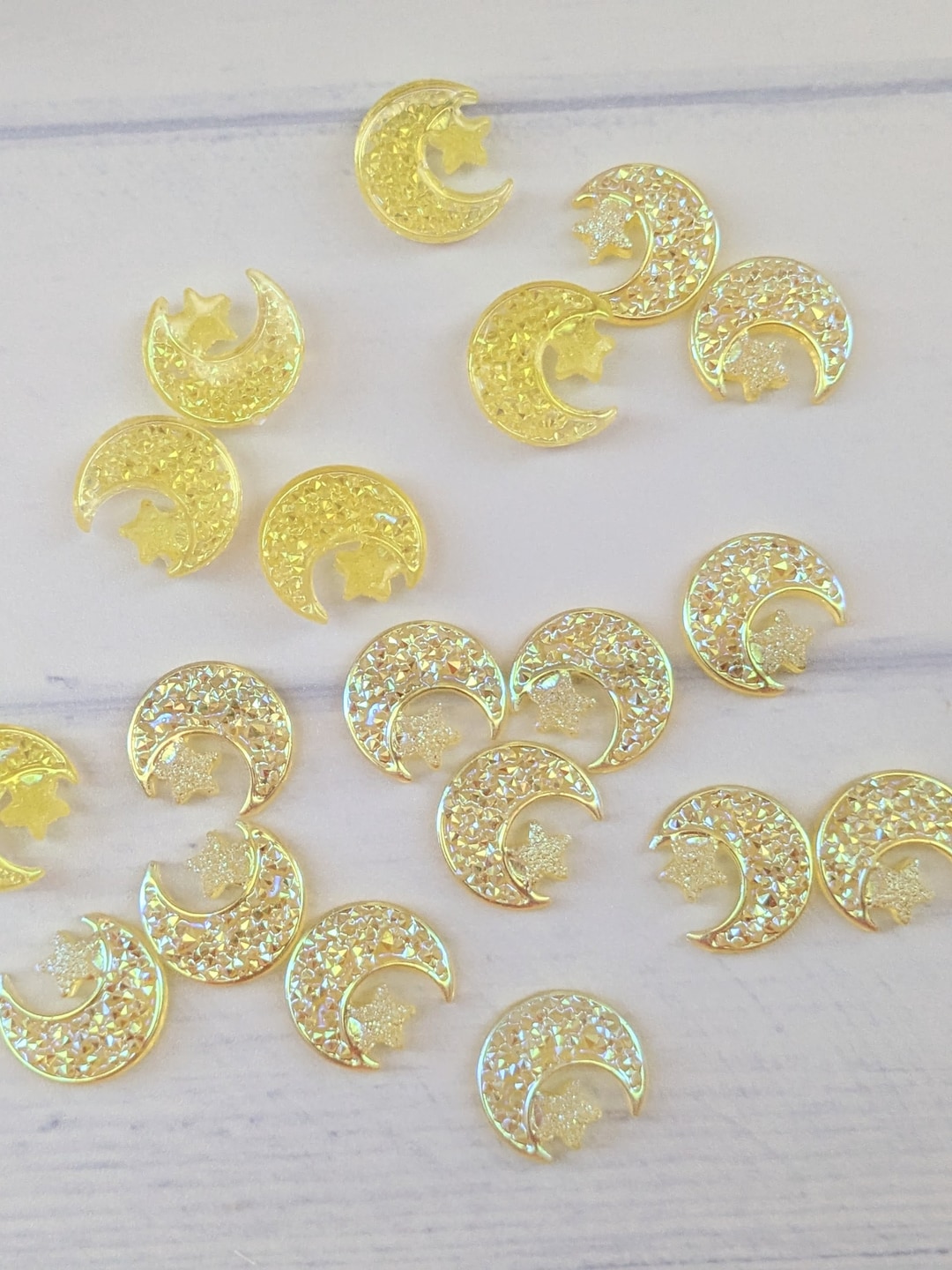 Mini Yellow Moon Resin Flatback Embellishment 10 Pc, Scrapbooking ...